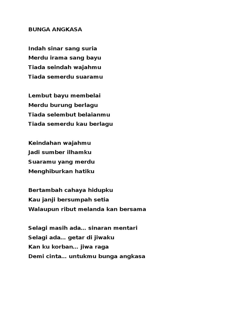 Lirik Bunga Angkasa | PDF