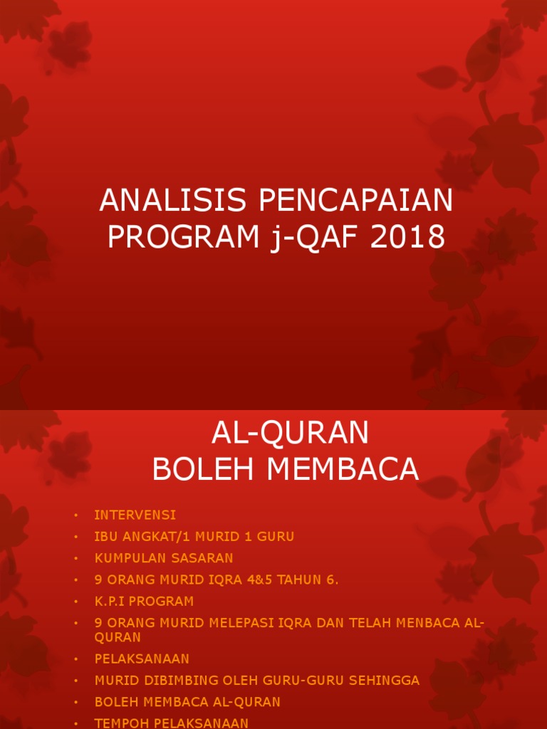 ANALISIS PENCAPAIAN PROGRAM j-QAF 2018 | PDF