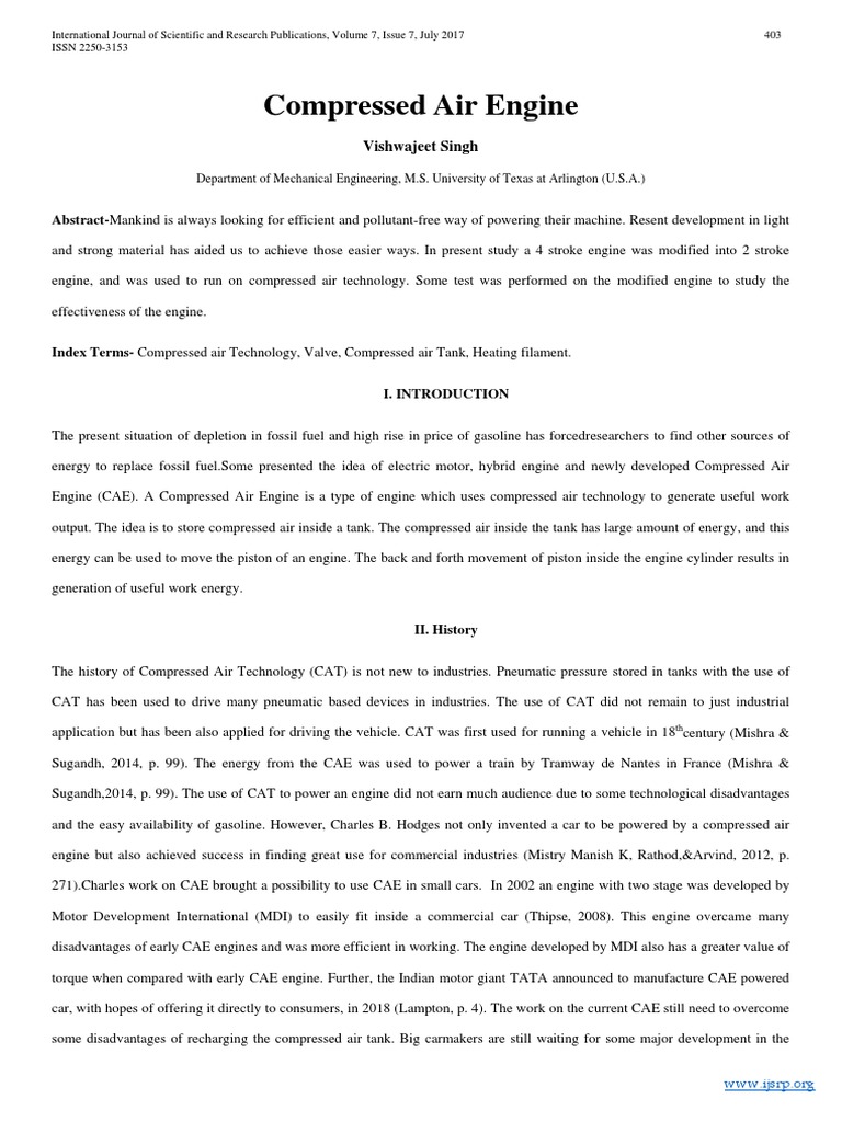 Compressed Air Engine | PDF | Internal Combustion Engine | Piston