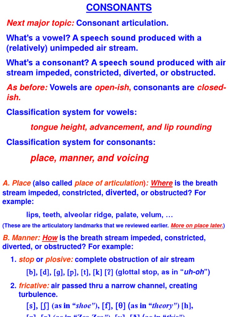 Next Major Topic:: Place, Manner, and Voicing | PDF | Consonant | Phonology