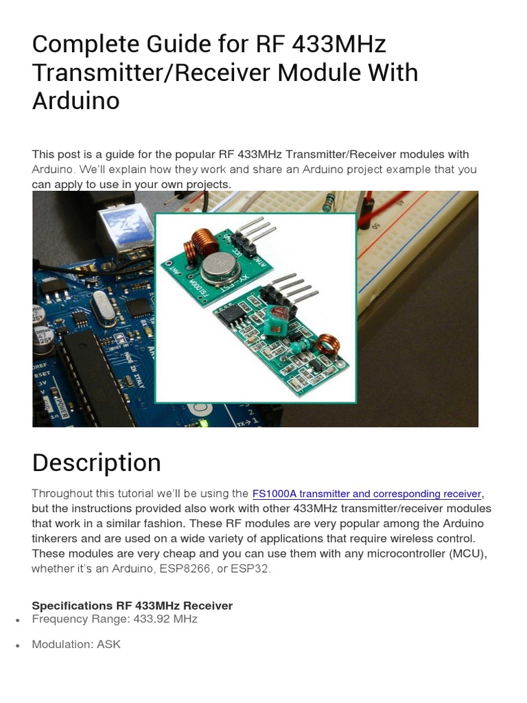 Rf433 MHZ Module | PDF | Arduino | Mains Electricity