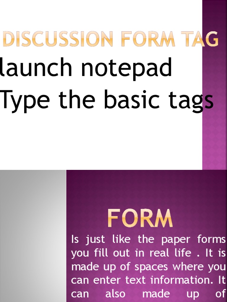 HTML Form Tag | PDF | Areas Of Computer Science | Computing