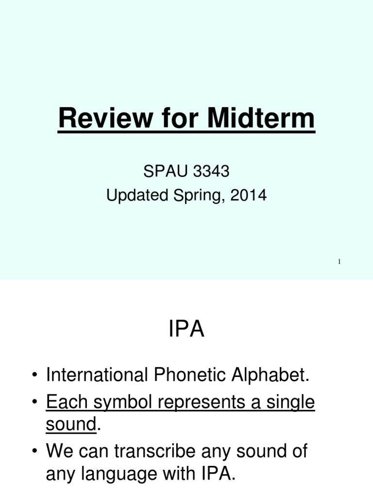 Phonetics & Phonology Midterm Review | PDF | Phoneme | Phonetics