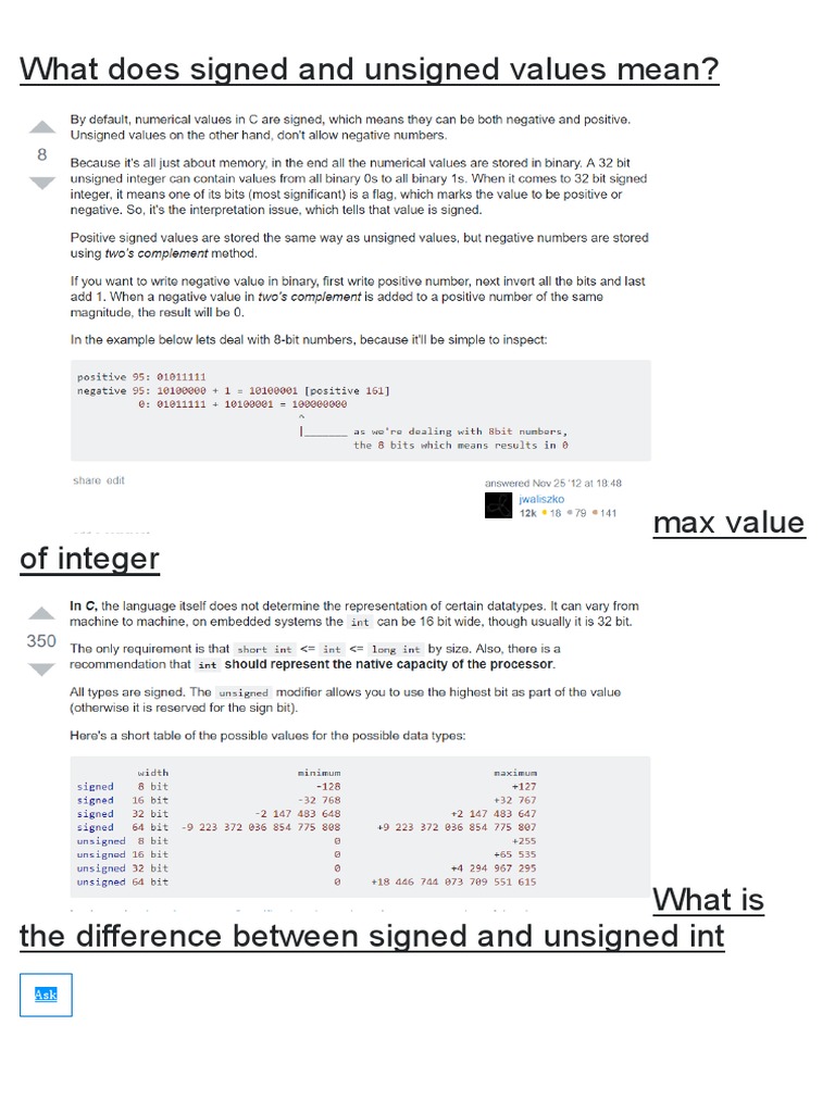 What Does Signed And Unsigned Values Mean PDF