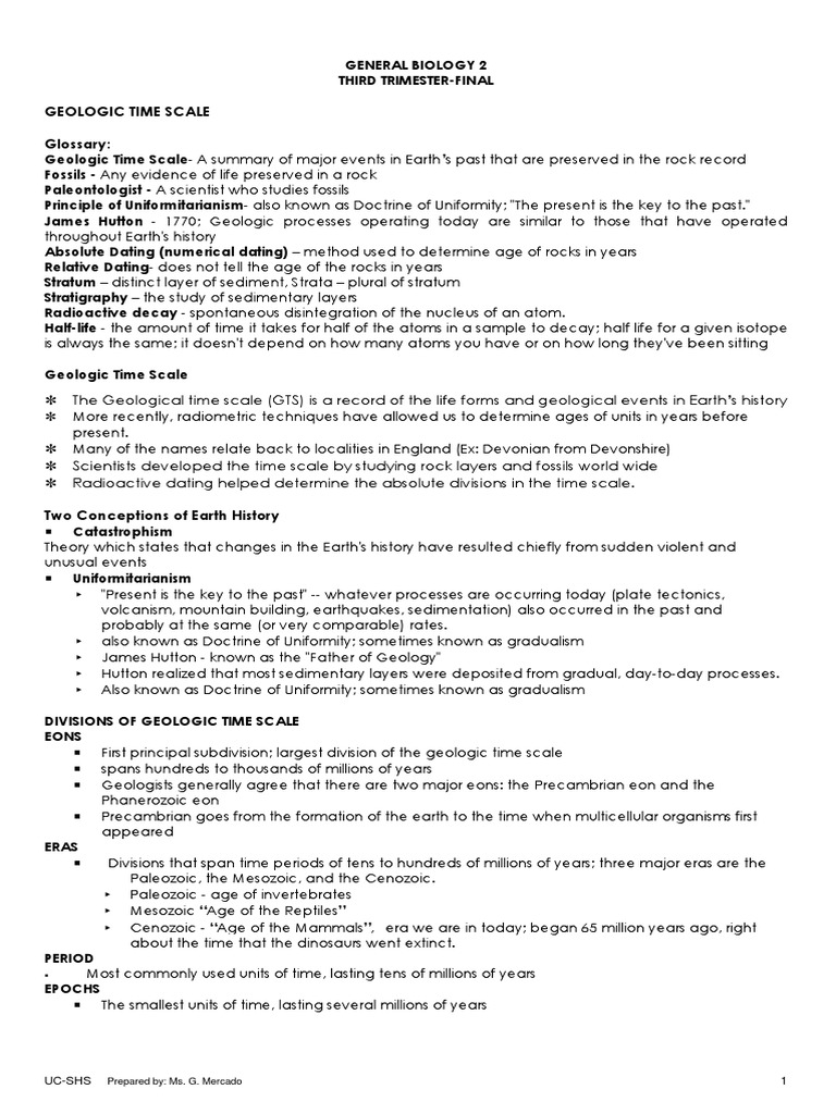 Geologic Time Scale Glossary:: Uc-Shs 1 | PDF | Geologic Time Scale ...