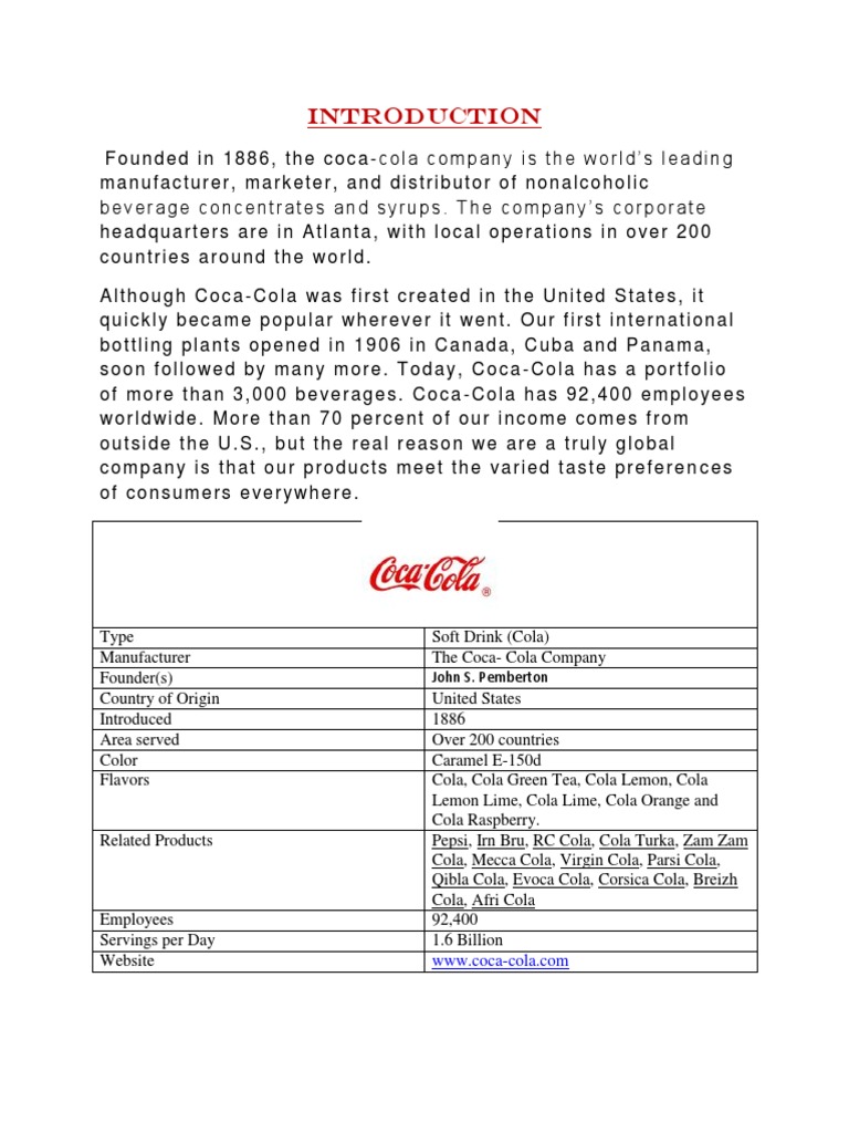 Chapter 1 Introduction | PDF | Coca Cola | Cola