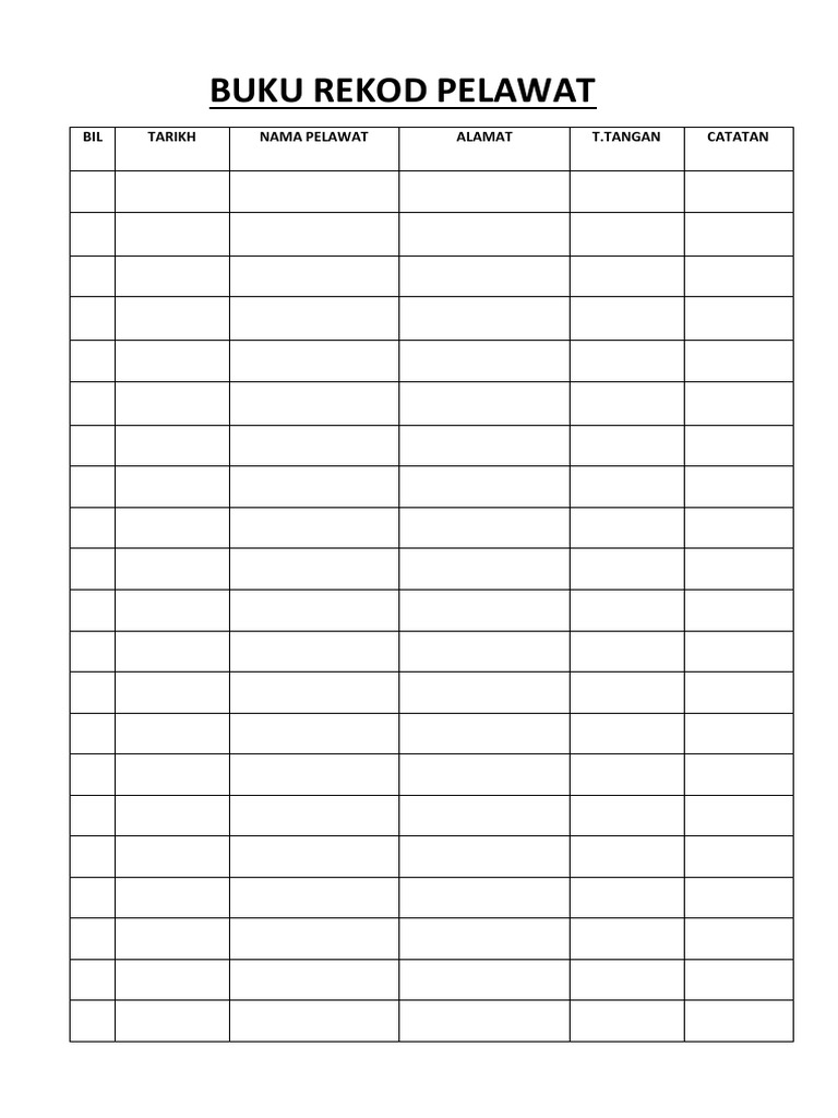 Borang Rekod Pelawat | PDF