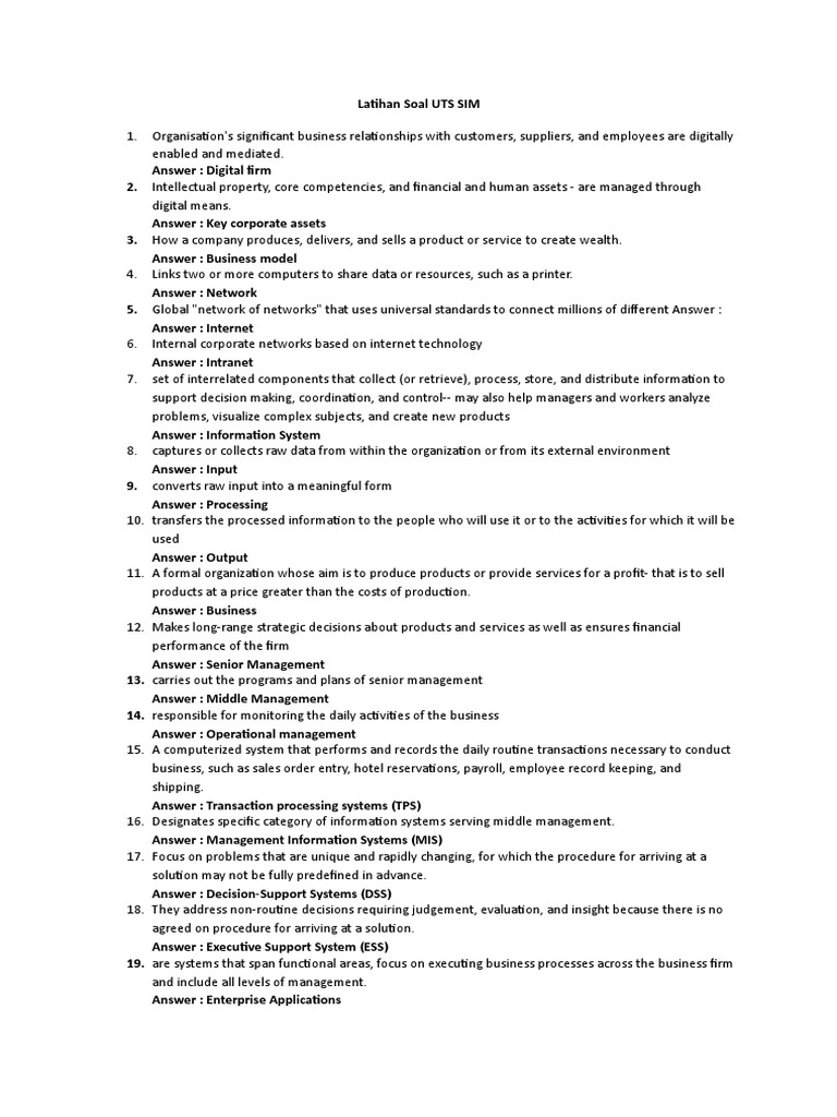 Latihan Soal Uts Sim Exxa | Download Free PDF | Computer Network ...