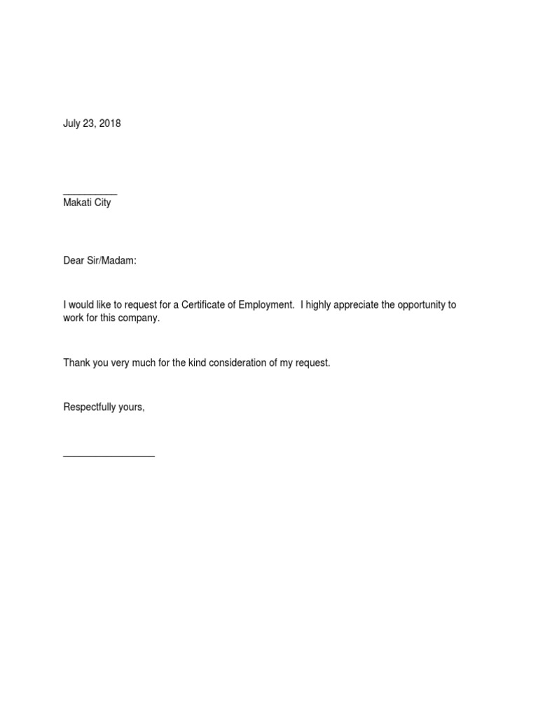 Request Letter - COE | PDF