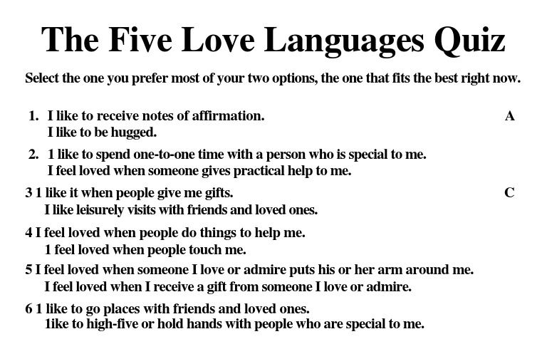 The Five Love Languages Quiz | PDF