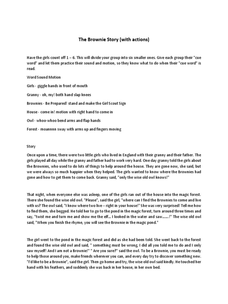 The Brownie Story with Actions | PDF