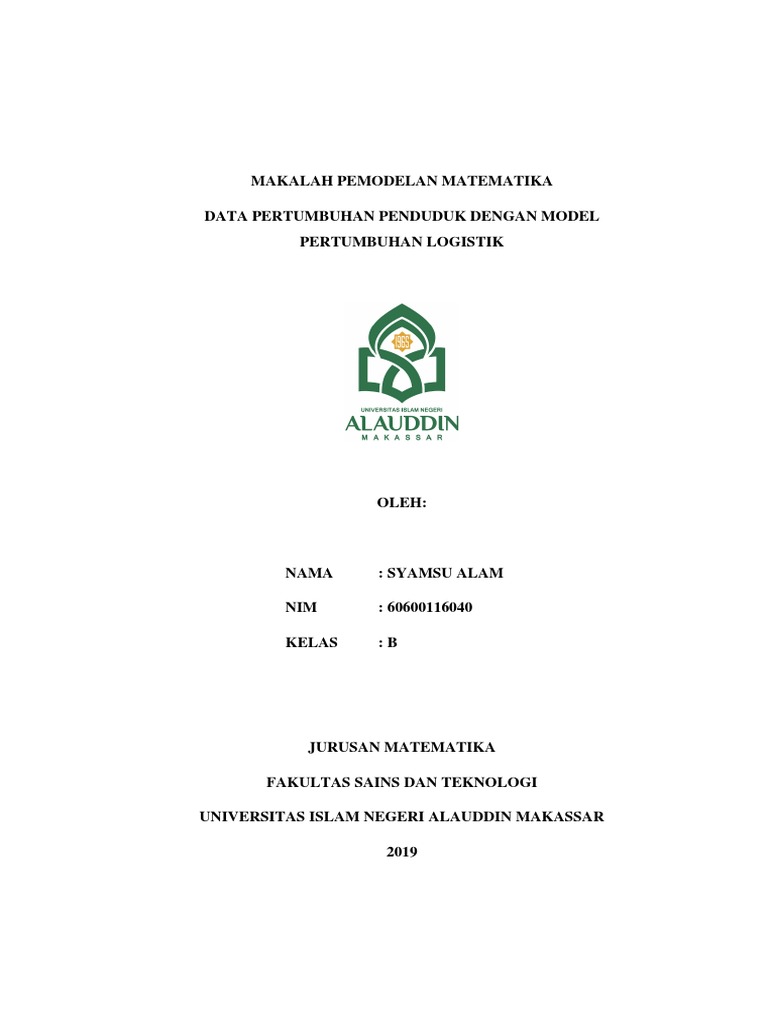Tugas Pemodelan Matematika | PDF