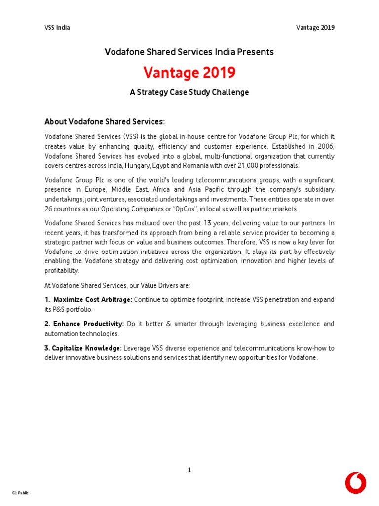 VSS India Presents Vantage 2019 Strategy Case Study | PDF | Analytics | Business