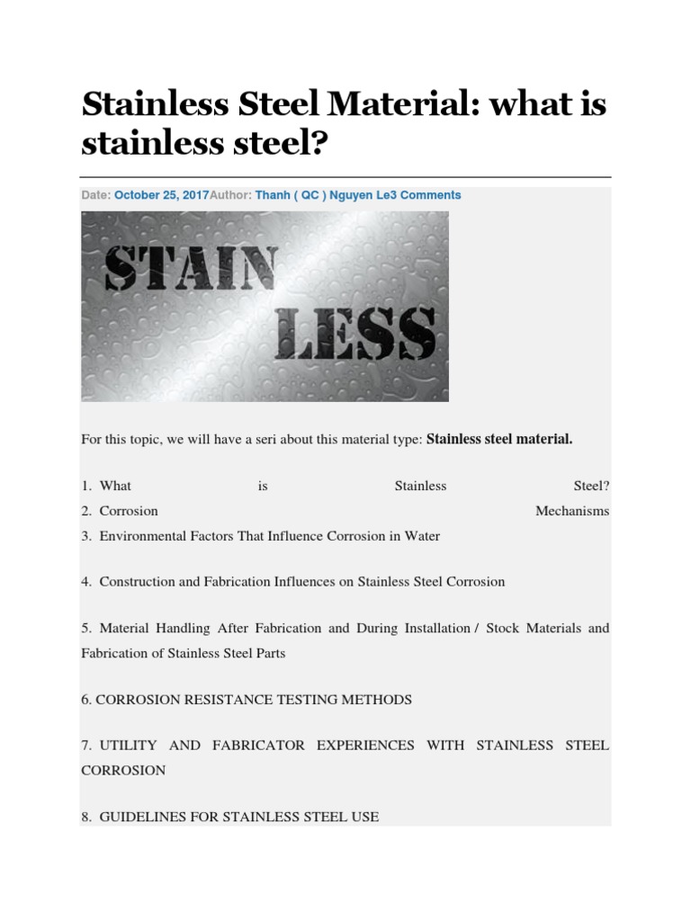 Stainless Steel Material | PDF | Stainless Steel | Alloy