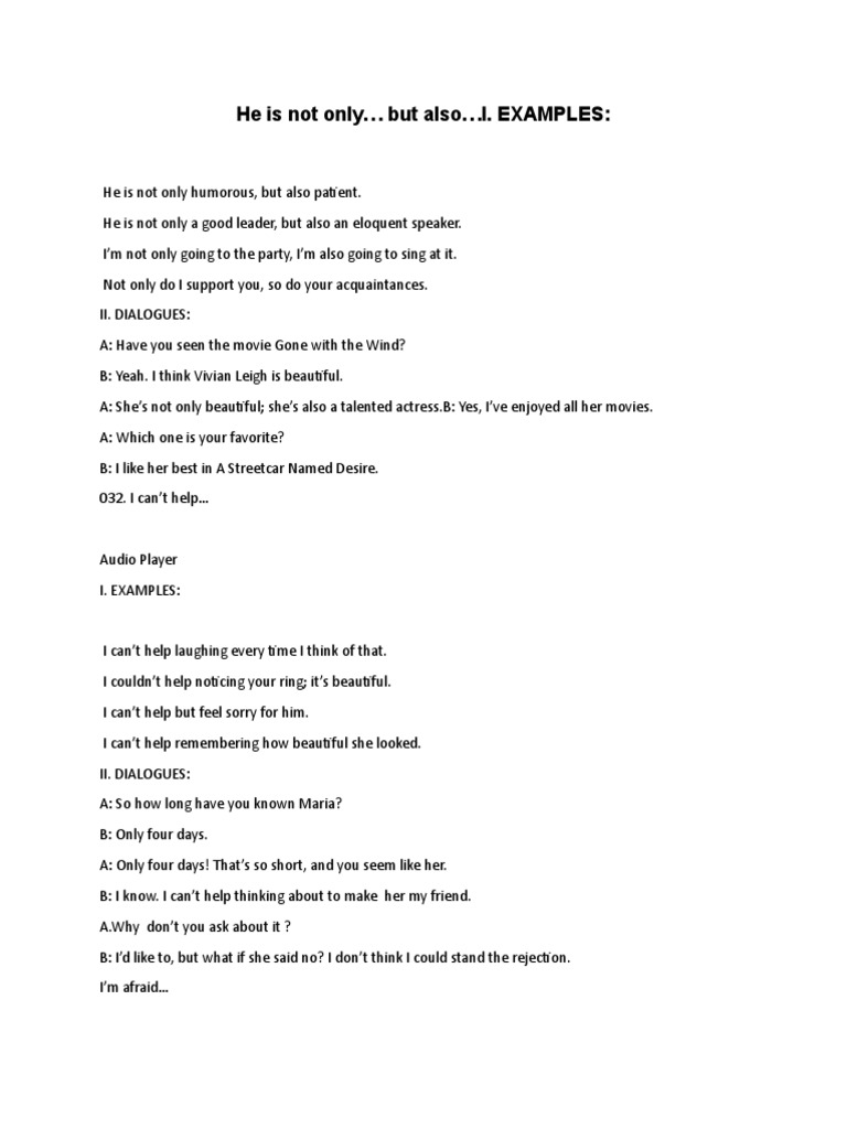 He Is Not Only But Also I. EXAMPLES | PDF