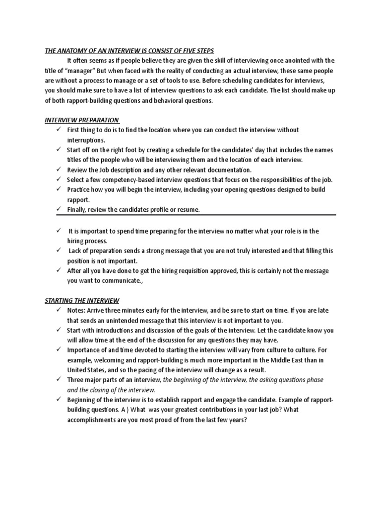 The Anatomy of An Interview Is Consist of Five Steps | PDF | Interview ...
