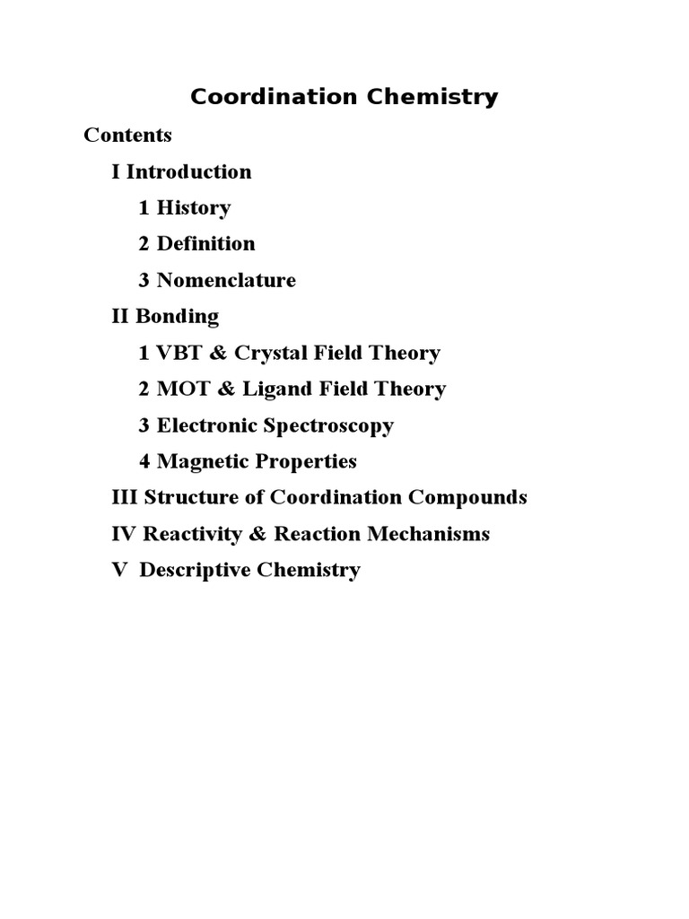Coordination Chemistry Overview | PDF | Coordination Complex | Ligand