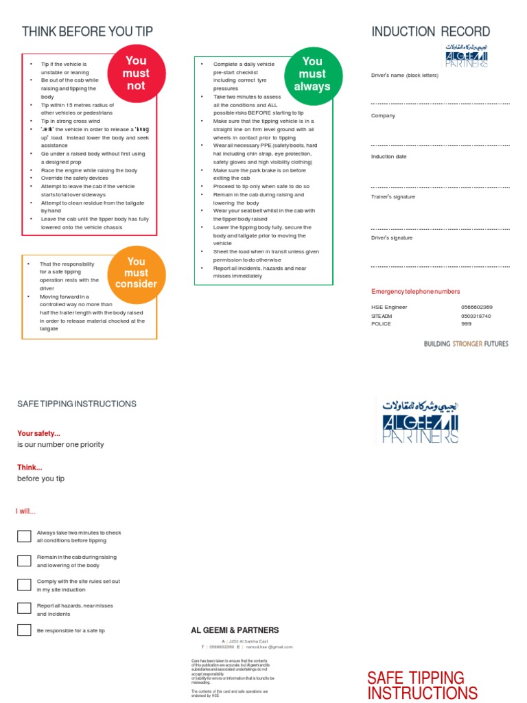 Safe Tipping Instructions | PDF | Truck | Vehicles