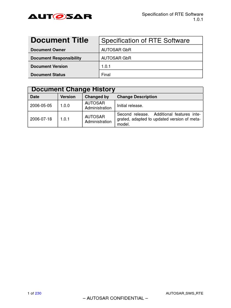Autosar Sws Rte | PDF | Specification (Technical Standard ...