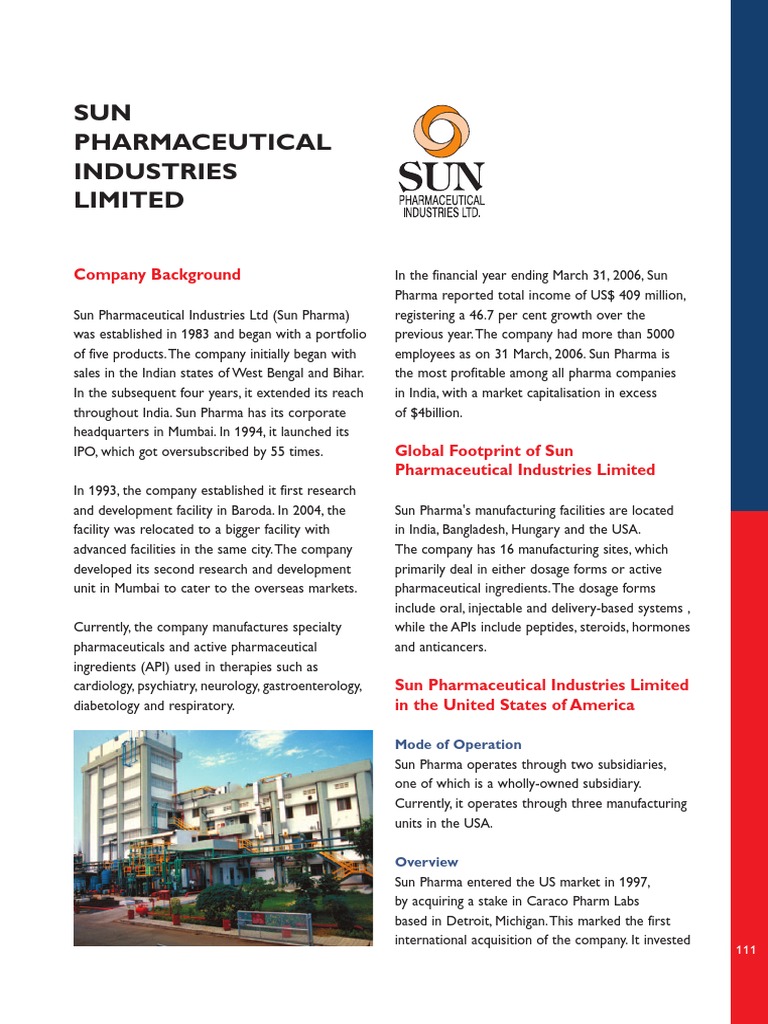 Sun Pharma's Global Expansion & R&D | PDF | Pharmaceutical | Business