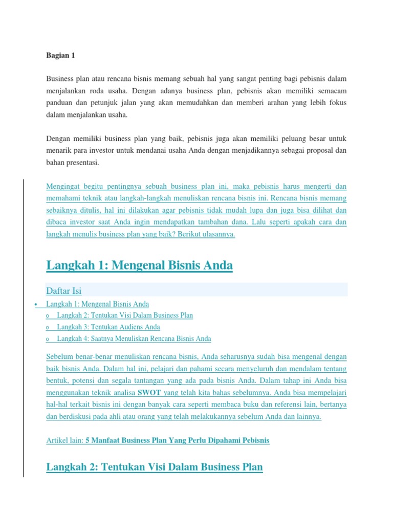 Panduan Lengkap Menyusun Business Plan | PDF | Bisnis