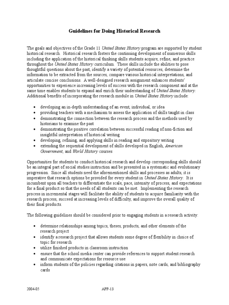 Guidelines For Doing Historical Research | PDF | Rubric (Academic ...