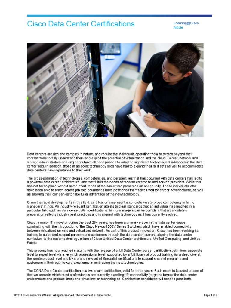 Cisco Data Center Certifications: Article | PDF | Cisco Certifications ...