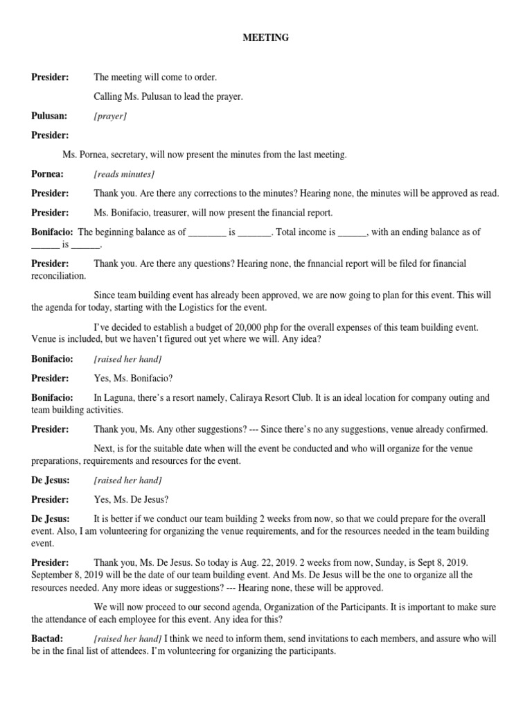 Meeting Script | Download Free PDF | Government | Business