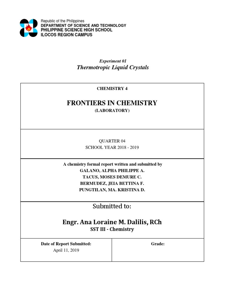 Bermudez Galano Pungtilan Tacus Lab Rep 2.1 | PDF | Liquid Crystal Display | Chemistry
