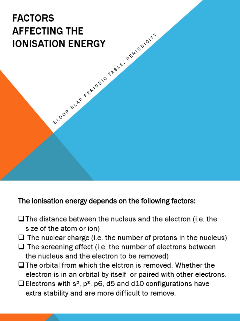 Factors Affecting Ionisation Energy | PDF