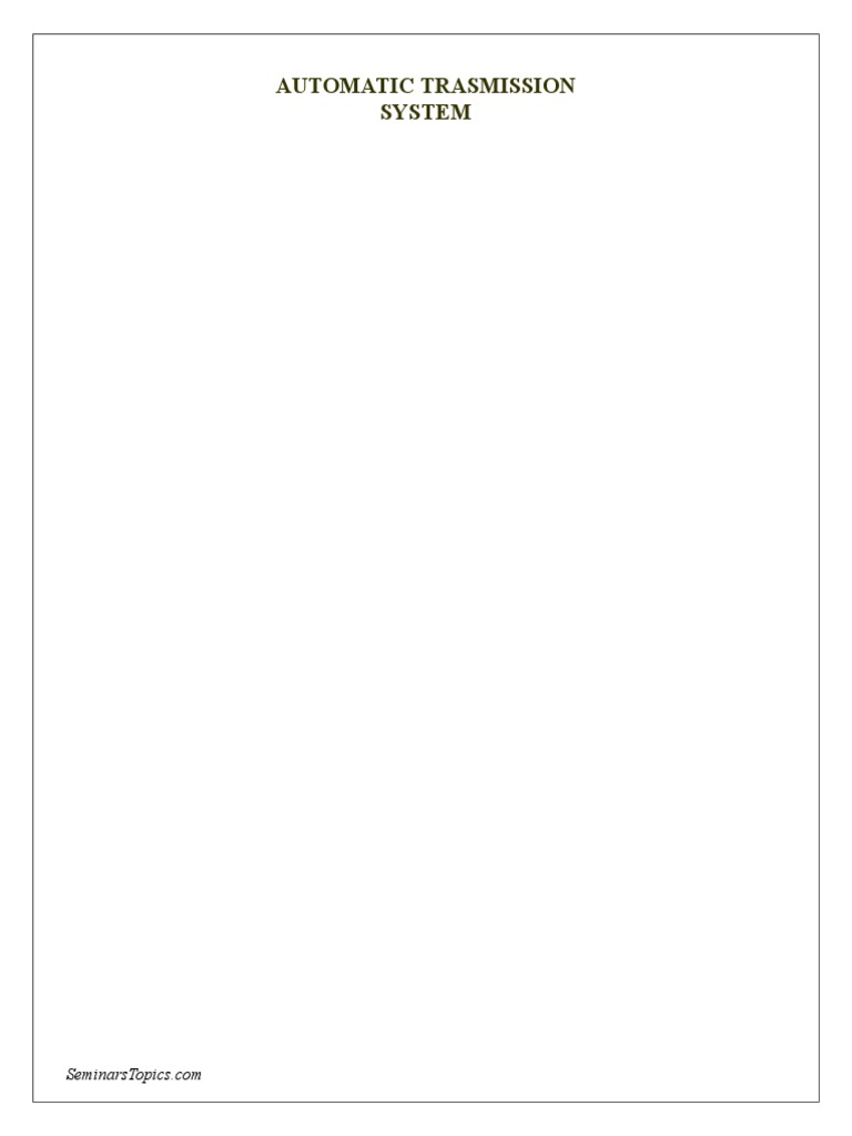 Automatic Transmission System | PDF | Transmission (Mechanics ...