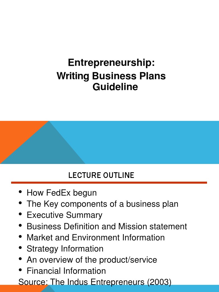 Entrepreneurship: Writing Business Plans Guideline | PDF | Business ...