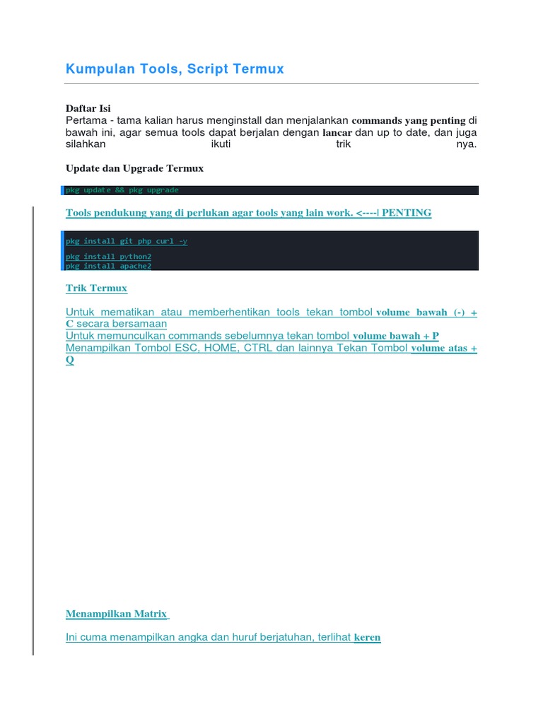 Kumpulan Tools Termux | PDF