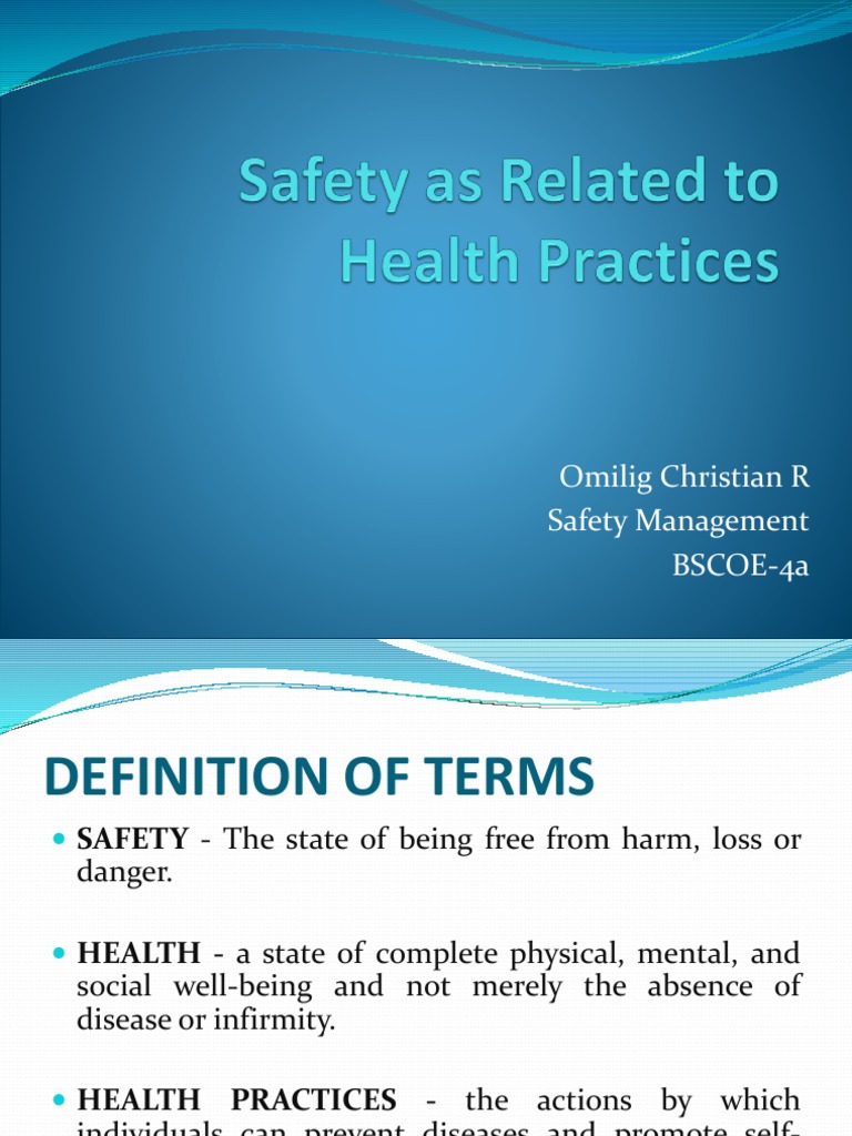 Safety As Related To Health Practices | PDF | Hazard Analysis And ...