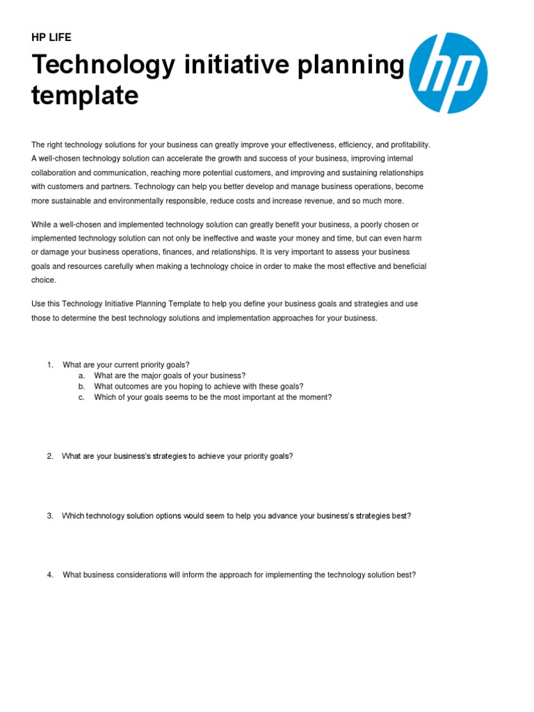 Downloadable C24 Technology Initiative Planning Template | PDF