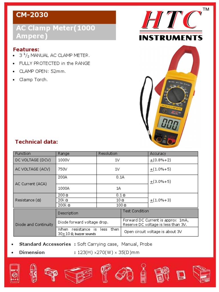 CM-2030 AC Clamp Meter (1000 Ampere) : Features | PDF