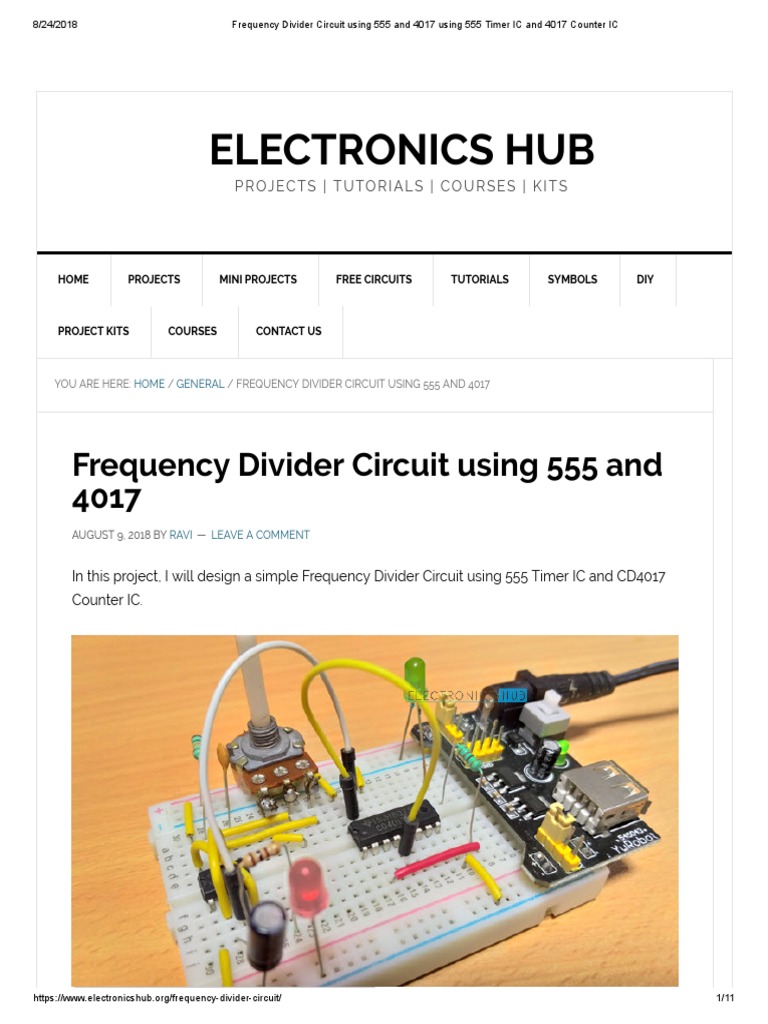 Frequency Divider Circuit Using 555 and 4017 Using 555 Timer IC and ...