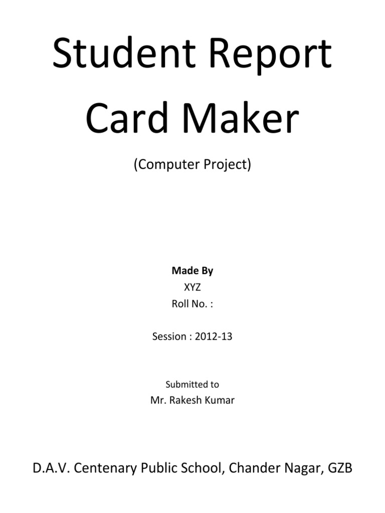 Student Report Card Maker: (Computer Project) | PDF | Java (Software ...