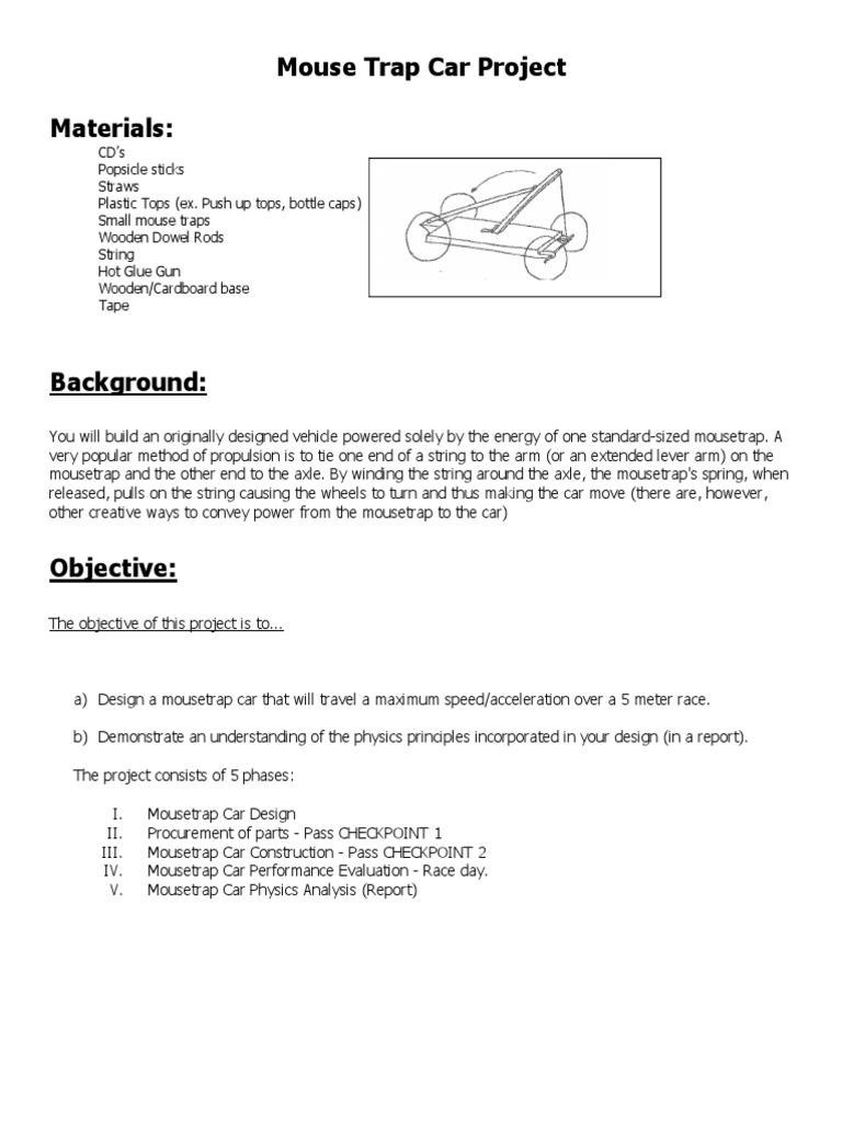 Mousetrap Car Project Guide | PDF | Torque | Classical Mechanics