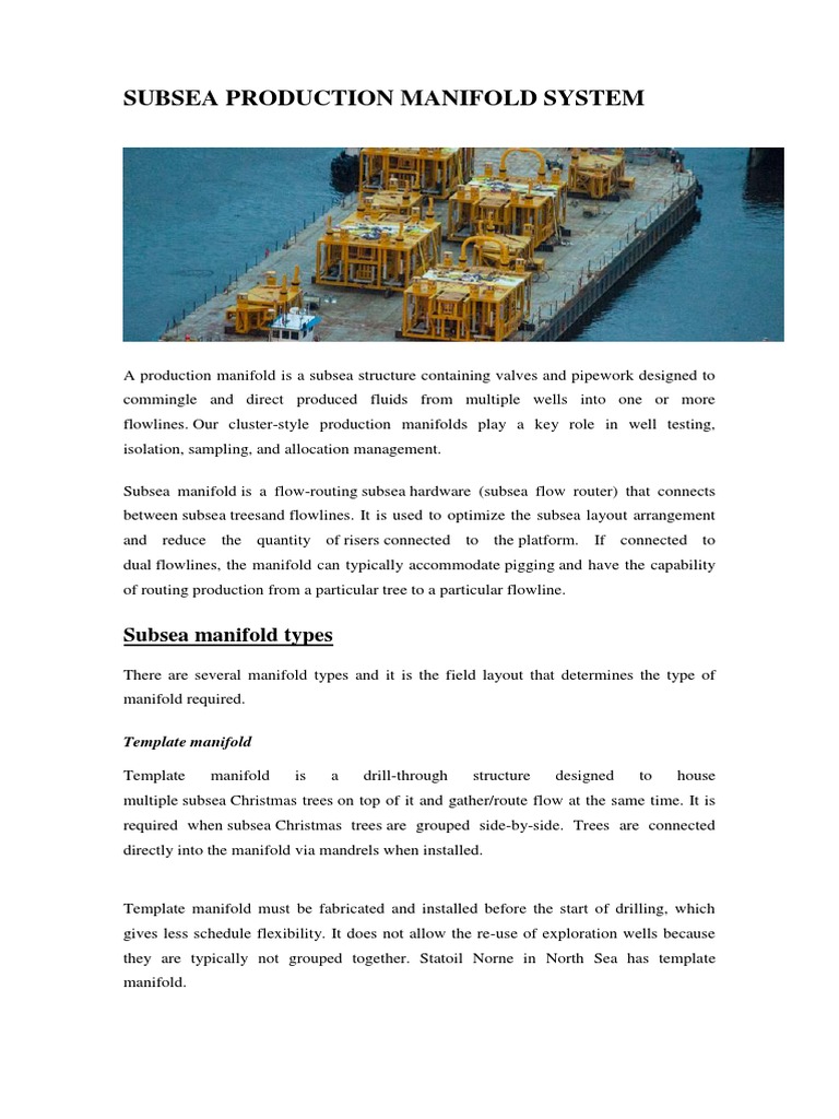 Assignment #3 Subsea Manifold and Templates | PDF | Subsea (Technology ...