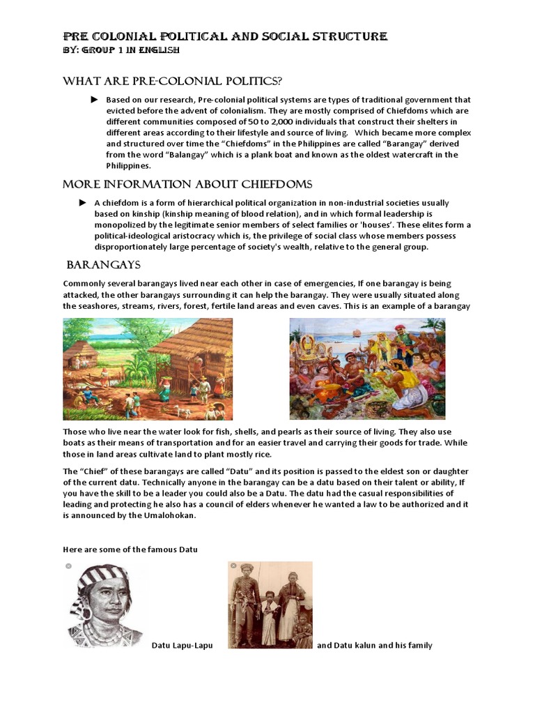 Pre Colonial Political and Social Structure of The Philippines | PDF ...