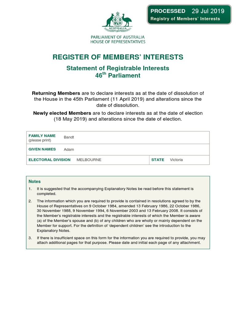 Register of Members' Interests | PDF | Trust Law | Pension