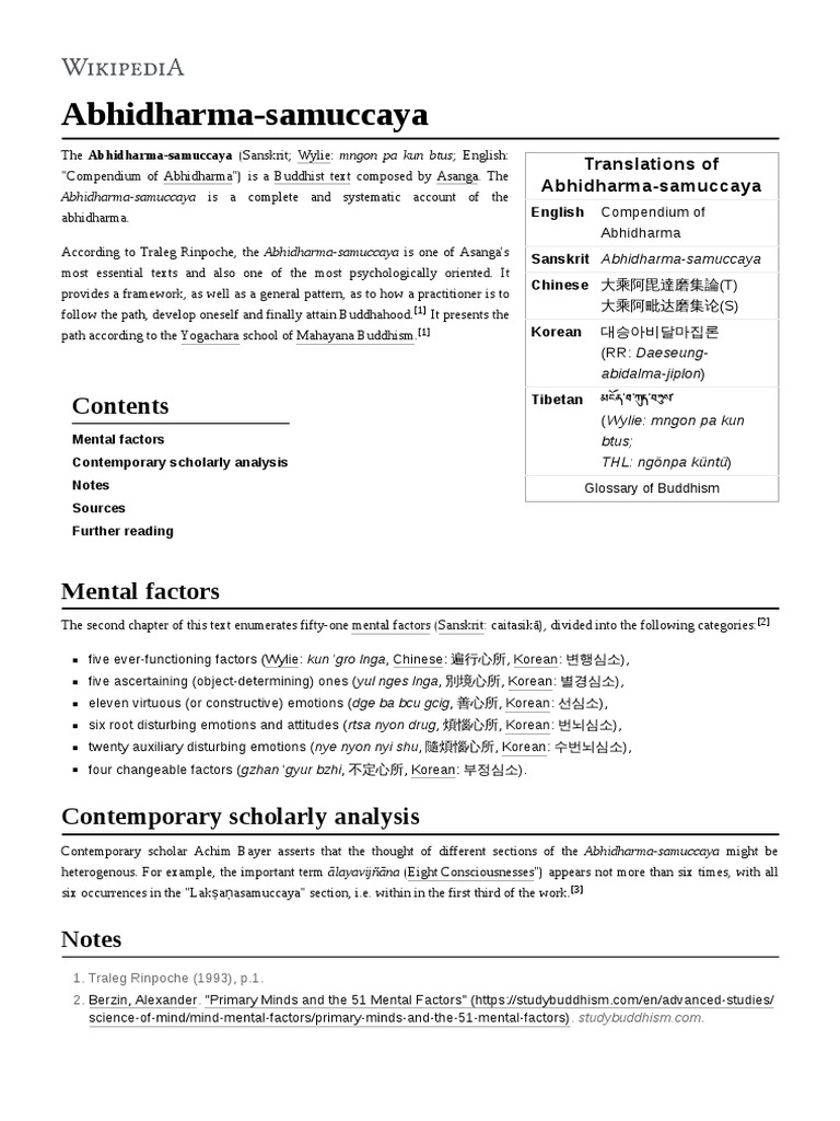 Translations of Abhidharma-Samuccaya | PDF | Tibetan Buddhism ...