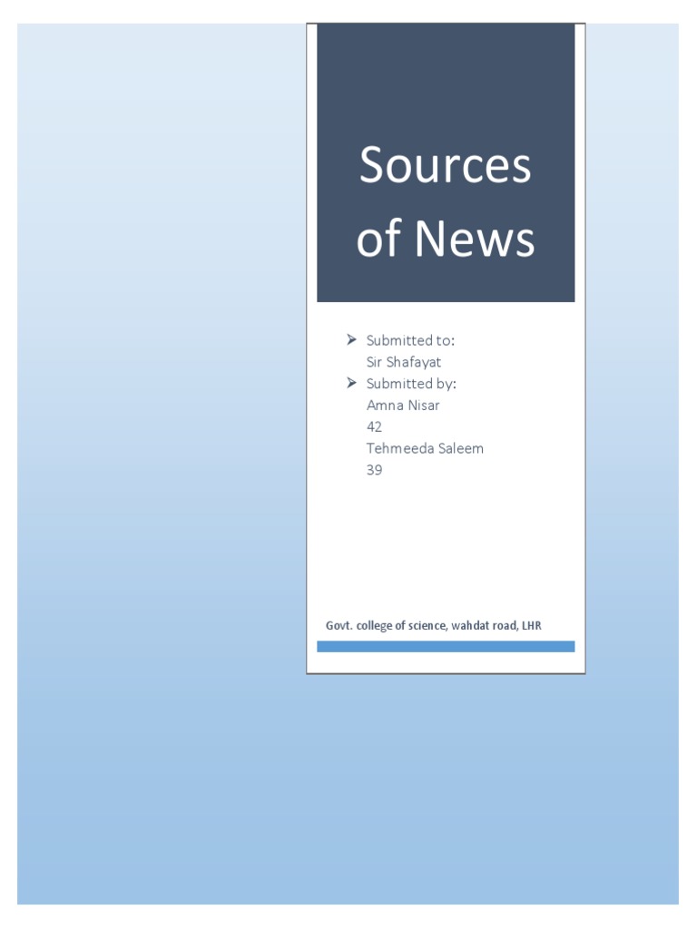 Sources of News | PDF | News | News Media