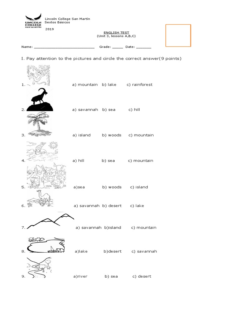 English Test 6th Grade PruebaU36° | Nature