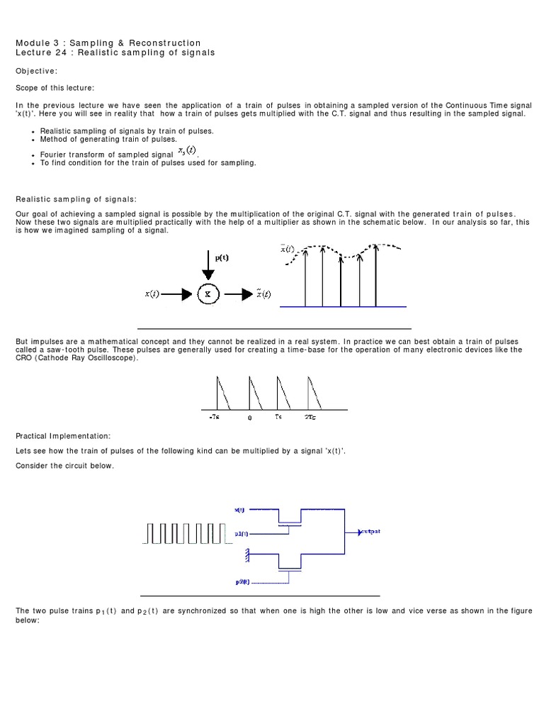 Module 3: Sampling & Reconstruction Lecture 24: Realistic Sampling of ...