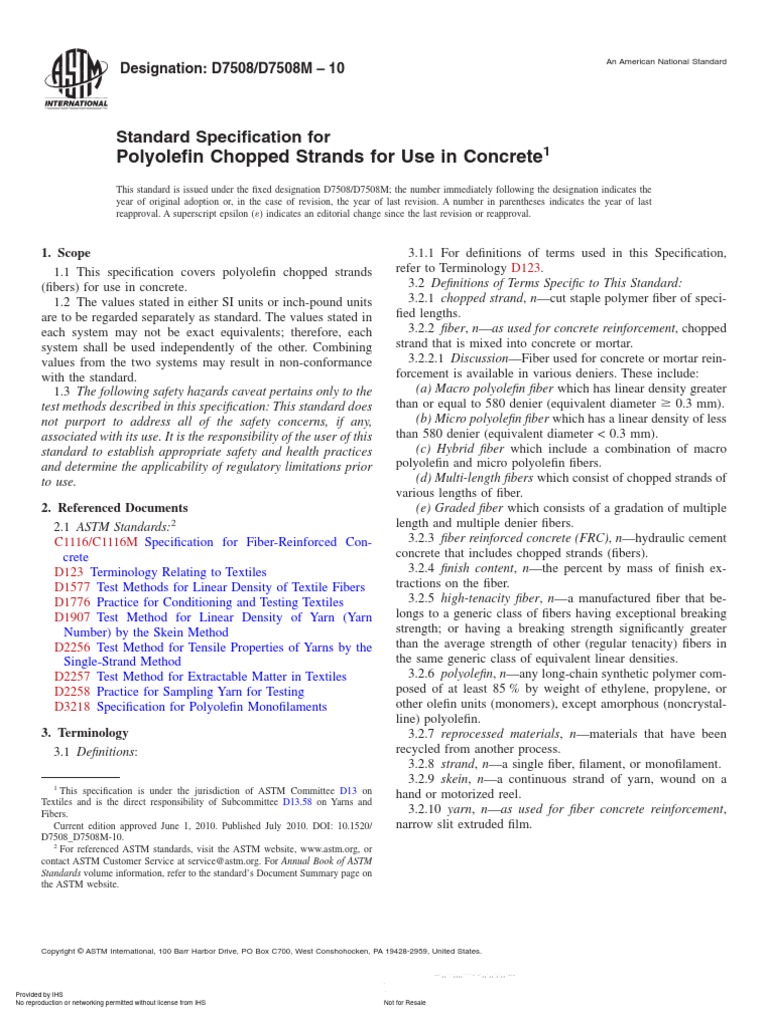Astm D7508 - 2010 - 271493379714 | PDF | Ultimate Tensile Strength | Fibers