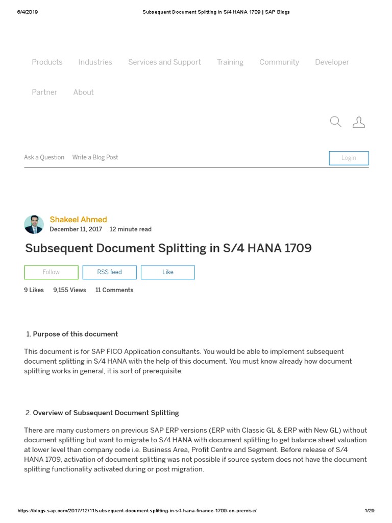 Subsequent Document Splitting in S_4 HANA 1709 _ SAP Blogs | Sap Se ...