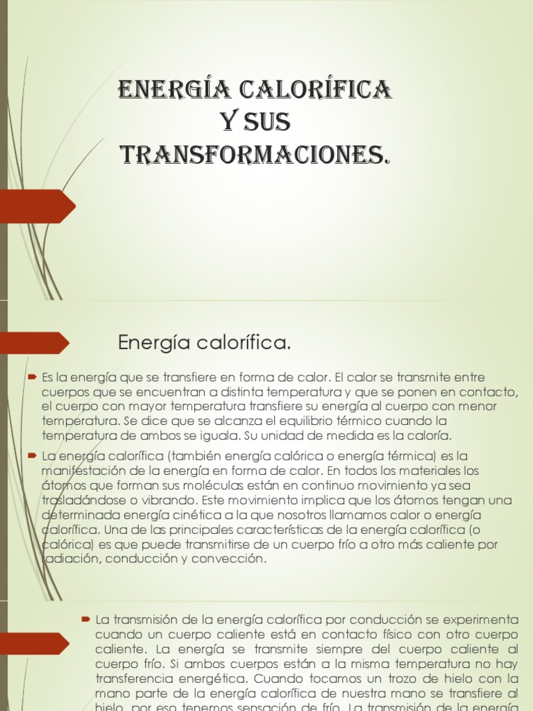 Energía Calorífica y Sus Transformaciones | Descargar gratis PDF ...