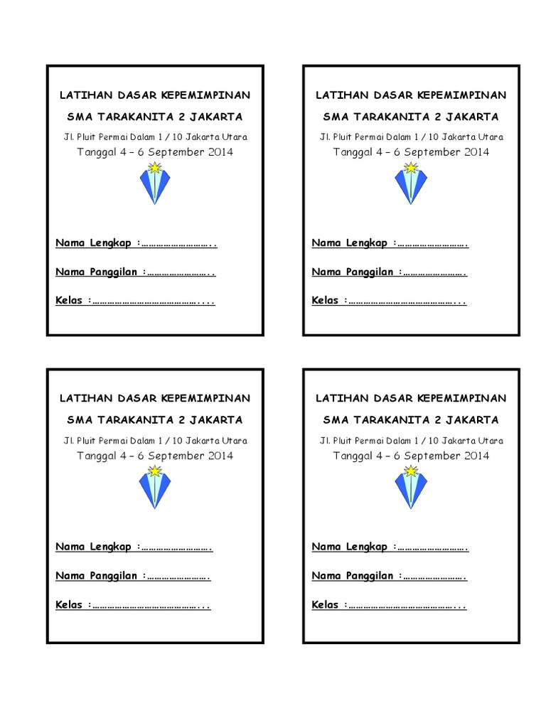 Name Tag Untuk LDK 2016 | PDF